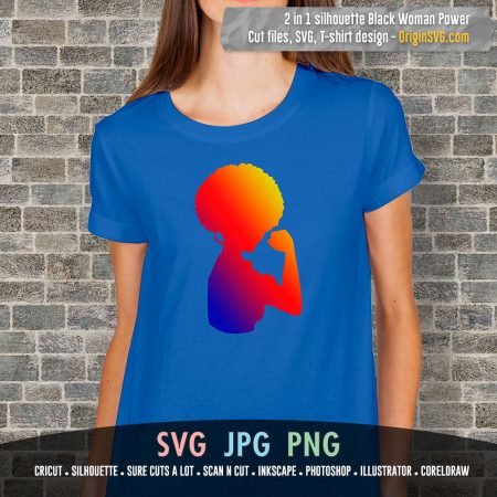 Woman Power Silhouette Afro Woman Hair Fist Lifting Rosie the Riveter ...