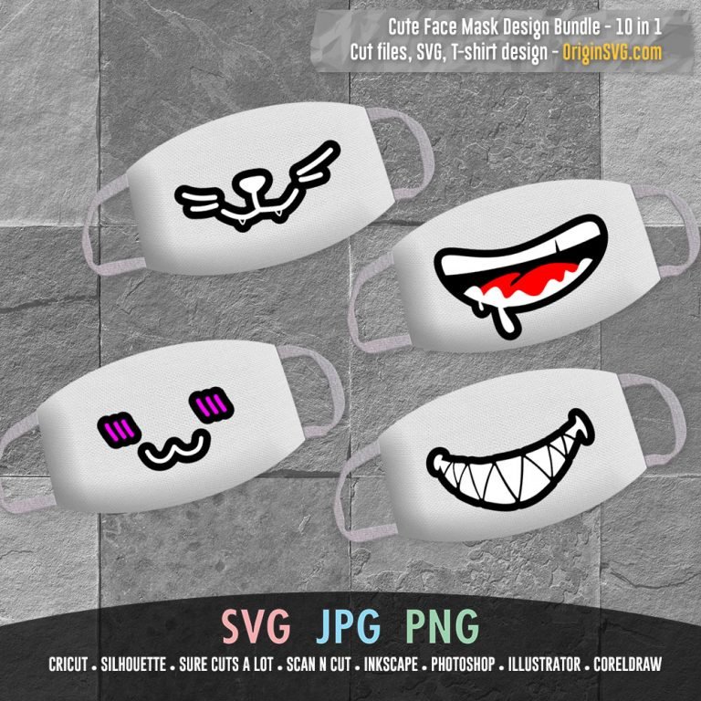 Cute Face Mask Design Set 2 Cut Files Bundle 10 in 1 – Origin SVG Art