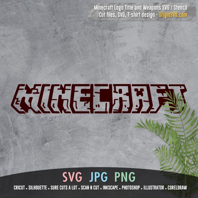 Minecraft Logo Title Stencil and Minecraft Weapons Design SVG – Origin ...