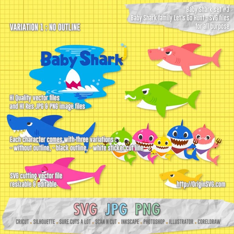 Baby Shark Set 3 – Pinkfong Baby Shark Lets Go Hunt – Origin SVG Art