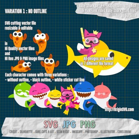 Baby Shark Set 4 – Happy Shark Family, Little Fishes, Pinkfong Rides ...