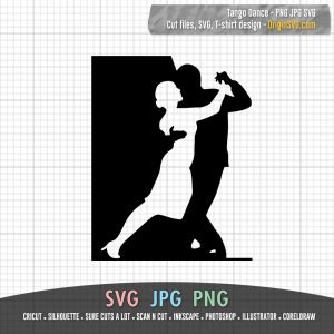 Tango Dance Silhouette Wall Decoration Black and Watercolor Texture ...