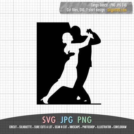 Tango Dance Silhouette Wall Decoration Black and Watercolor Texture ...