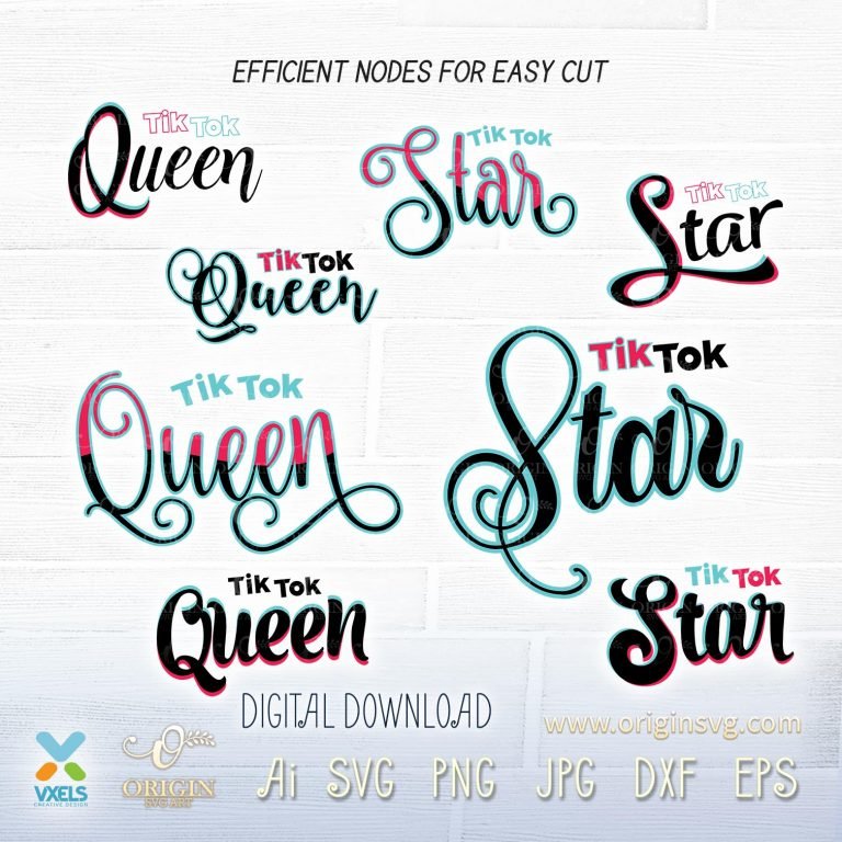 Tiktok Fonts Bundle SVG All in one Alphabet and Numbers Tik Tok 3 style