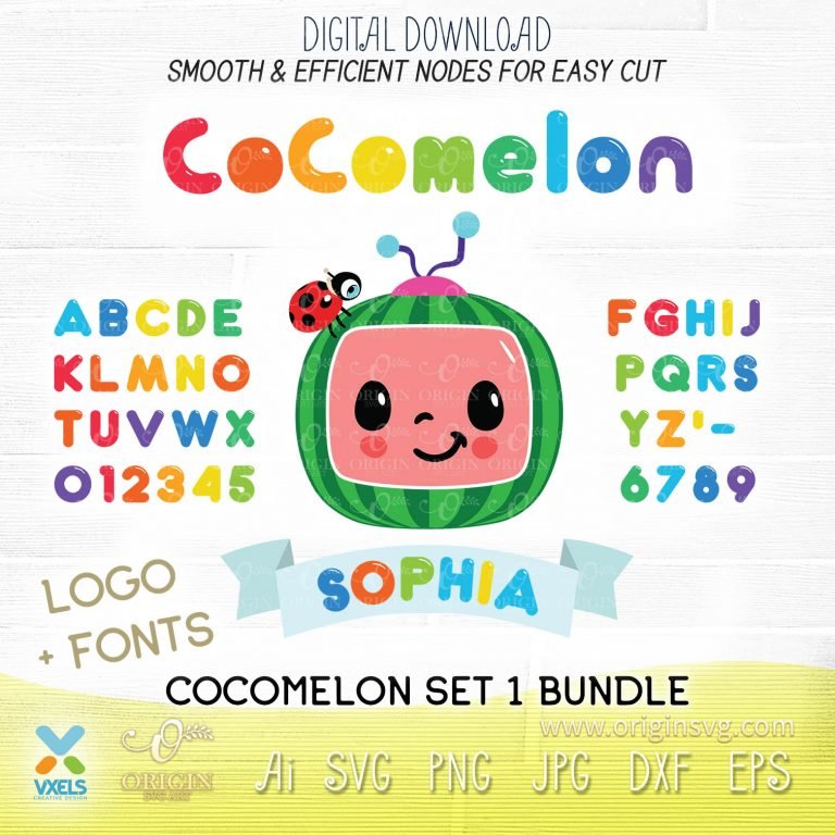 Cocomelon SVG alphabet custom name printable fonts PNG – Origin SVG Art