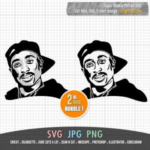 Tupac Shakur Portrait Rapper Hip hop Rap 2PAC SVG Cutting Files ...