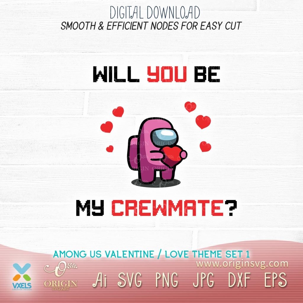 Among us Valentine svg cut file for cricut Set 1 Valentines day, Love ...