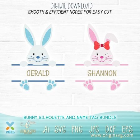 Easter bunnies SVG bundle baby bunny silhouette name tag | Decorative ...