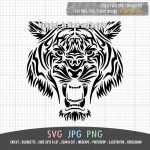 Tiger Face SVG – Design#3 Cut Files in Black and in Color – Origin SVG Art