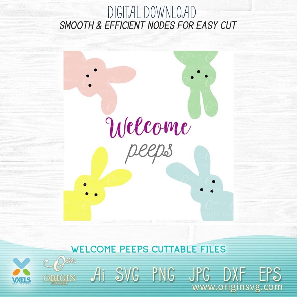 Welcome Peeps SVG for Easter Cricut and Silhouette Commercial Use Bunny ...