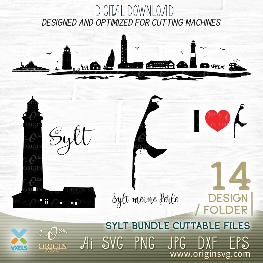 Sylt svg Westerland Skyline Landscape Sylter Vector Graphic Clip Art ...