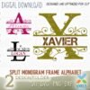 Split Monogram SVG Sans Serif Alphabet Letter Roman Flourish Frame
