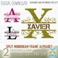 Split Monogram SVG Sans Serif Alphabet Letter Roman Flourish Frame