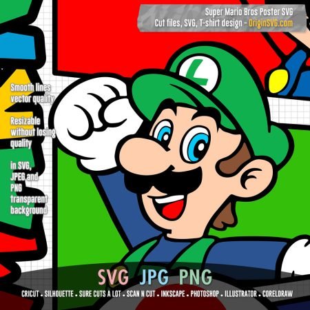 Super Mario Poster – Mario Luigi Toad Yoshi Bowser SVG – Origin SVG Art
