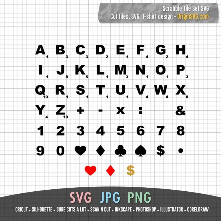 4 in 1 Scrabble Tile Font SVG – Origin SVG Art