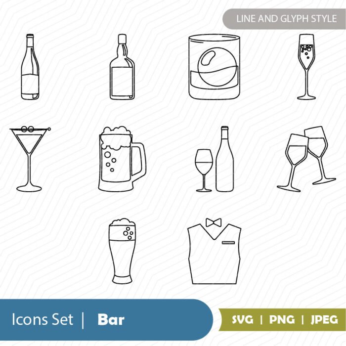 Bar Icons Set, Restaurant Icons – Origin SVG Art