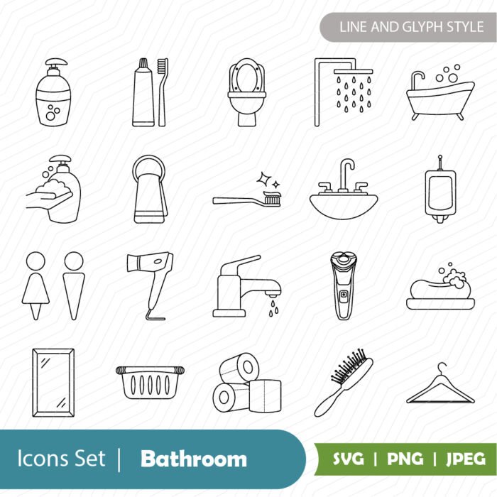 Bathroom Icons Set – Origin SVG Art