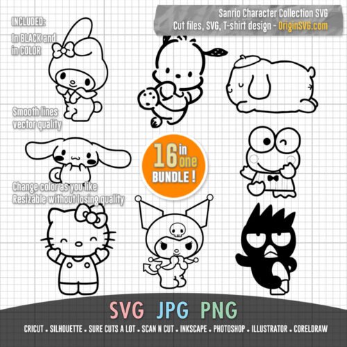 Sanrio Characters Collection Bundle SVG – Origin SVG Art