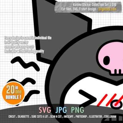 Kuromi Stickers Collection Bundle SVG Set#1 – Origin SVG Art