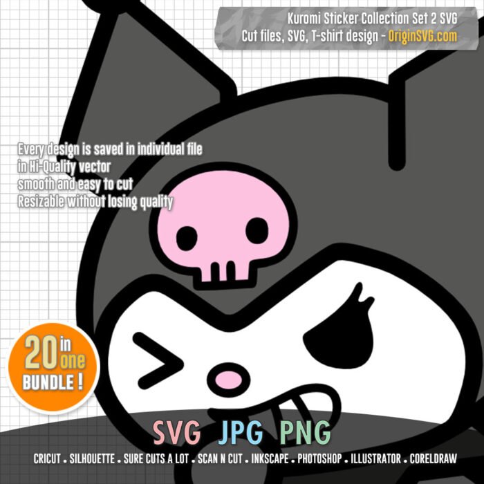 Kuromi Stickers Collection Bundle SVG Set#2 – Origin SVG Art